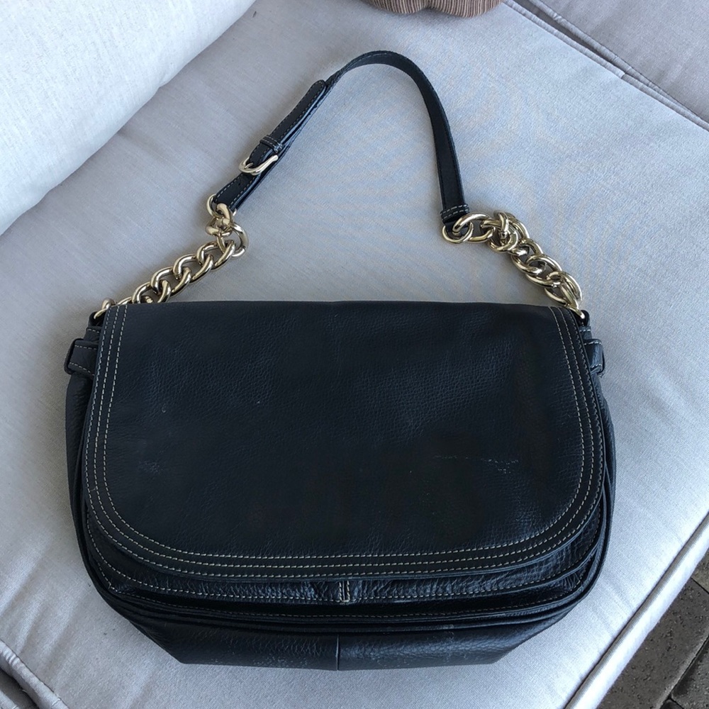 Isaac Mizrahi Live Beautiful Black Leather Large Sadd… - Gem